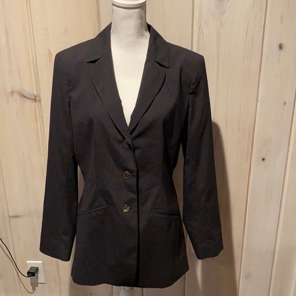 Anne Klein | Jackets & Coats | Black And Blue Striped Anne Klein Jacket ...